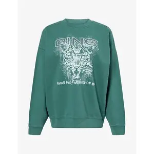 ANINE BING Miles Relaxed-fit Cotton-jersey Sweatshirt - Green