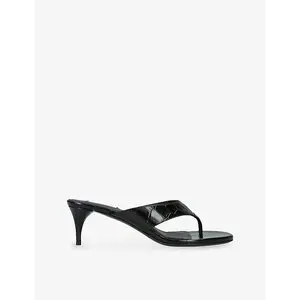 AZZEDINE ALAIA Infra 55 Croc-effect Leather Heeled Sandals - Black