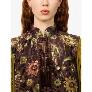 SIEDRES Gilie Floral-pattern Velvet Top