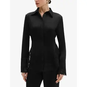 MALINA Malou Lace-trim Satin Shirt