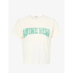 ANINE BING Shelley Logo-print Cotton T-shirt - Ecru
