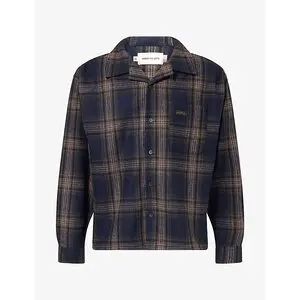 HONOR THE GIFT Plaid Wool-blend Flannel Overshirt - Navy