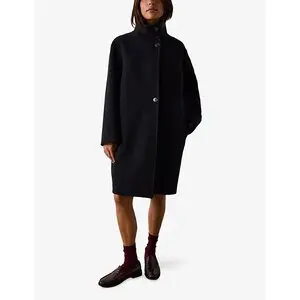 Whistles Funnel-neck Cocoon-fit Wool-blend Coat