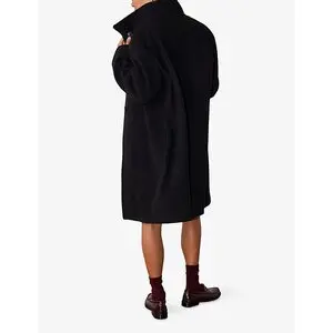 Whistles Funnel-neck Cocoon-fit Wool-blend Coat