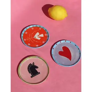 LAETITIA ROUGET X Pangea Follow Your Heart Set Of Three Stoneware Plates