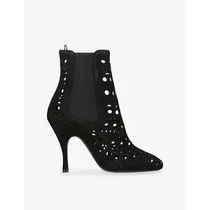 AZZEDINE ALAIA Vienne 100 Cut-out Suede Heeled Ankle Boots - Black