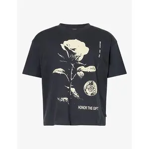 HONOR THE GIFT Rose From Concrete Cotton T-shirt - Black