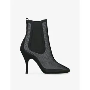 AZZEDINE ALAIA Semi-sheer Mesh Heeled Ankle Boots - Black