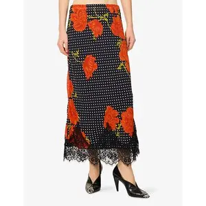 NEVER FULLY DRESSED Poppy Lace-trim Mesh Midi Skirt