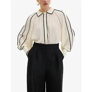 MALINA Bea Contrast-edge Chiffon Blouse