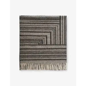 JOSEPH Ayla Grid-pattern Wool And Cashmere Scarf - Graphite/cement