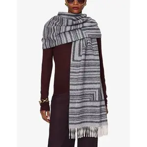 JOSEPH Ayla Grid-pattern Wool And Cashmere Scarf