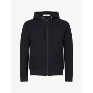 Play Comme Des Garcon Zip-up Heart-motif Back Jersey Hoody - Black