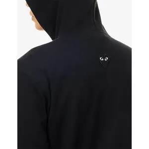 Play Comme Des Garcon Zip-up Heart-motif Back Jersey Hoody