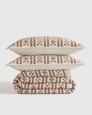 Quince Jacquard Geo Coverlet Set - Latte