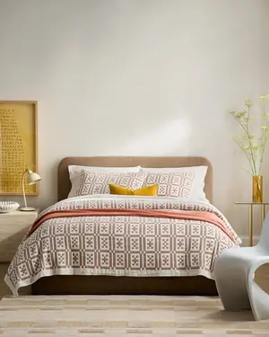 Quince Jacquard Geo Coverlet Set - Latte
