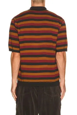 VOWELS Long Sleeve Knitted Stripe Polo