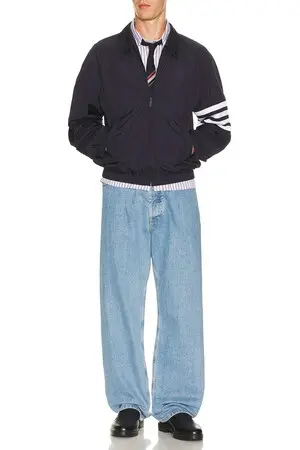 Thom Browne Straight Fit Wide University Shirt In Grey