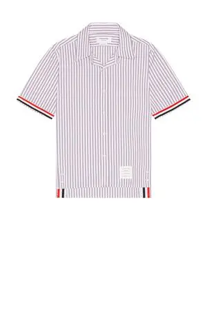 Thom Browne Straight Fit Wide University Shirt In Grey