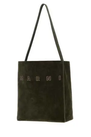 Marni Bottle Suede Small Museo Shoulder Bag - Green