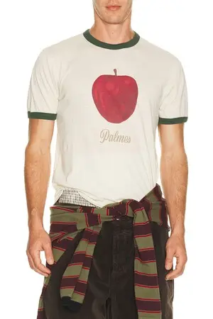 PALMES Apple Ringer Tee Shirt In White - Broken White