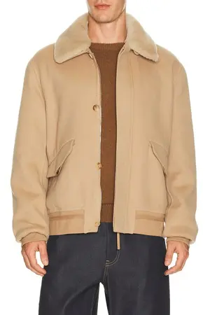Gabriela Hearst James Bomber Jacket With Shearling Collar
