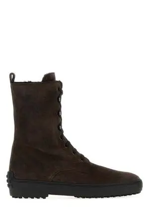 TOD'S Dark Suede Ankle Boots - Brown