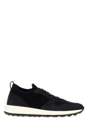 TOD'S Navy Suede And Knit Sneakers - Blue