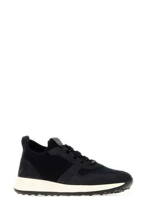 TOD'S Navy Suede And Knit Sneakers - Blue