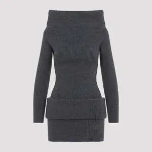 JEAN PAUL GAULTIER Wool Mini Dress With Leather Tag Details
