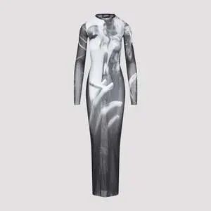 JEAN PAUL GAULTIER Mesh Long Dress Printed "smoking Women