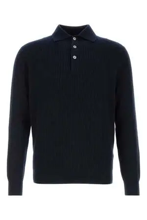 Fedeli Midnight Wool-cashmere Polo Shirt - Blue