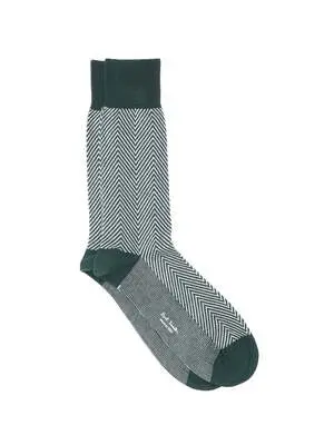 Paul Smith Chevron Pattern Crew Socks - Green