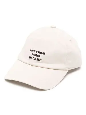 Drole De Monsieur Embroidered Writing Back Buckle Hat - Beige