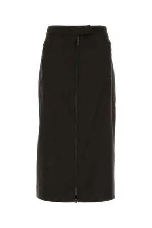 LE SULLY STUDIO Dark Stretch Flannel Mini Skirt For - Brown