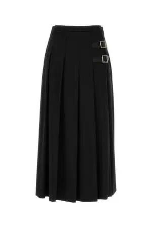 LE SULLY STUDIO Stretch Wool Blend Mini Skirt - Black