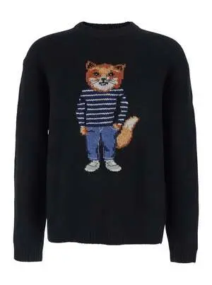 Maison Kitsuné Wool-mohair Blend Sweater - Black