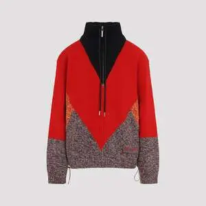 Marni Wool-blend Half-zip Knit Sweater - Red