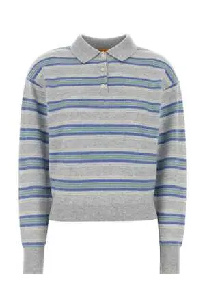 Guest In Residence Embroidered Cashmere Collegiate Polo Shirt - Stripped