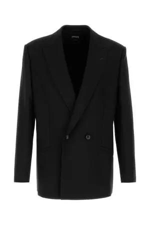 Zegna Textured Wool Blend Blazer For - Black