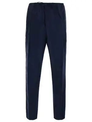 Bottega Veneta Cotton & Silk Trousers With Elastic Waistband And Drawstring - Blu