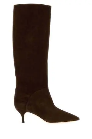 Casadei Casual Chocolate Suede Giulia Boots With 5 Cm Heel