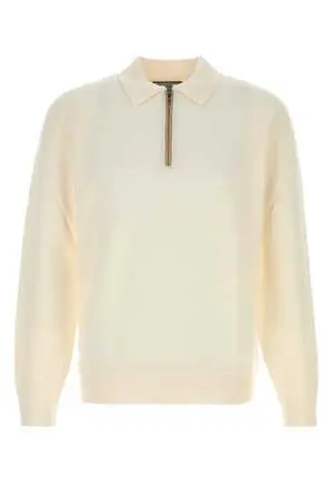 Canali Ivory Wool Blend Polo Shirt - White