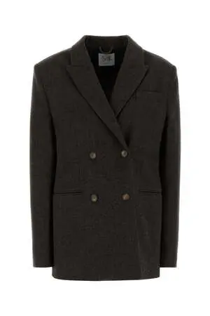LE SULLY STUDIO Dark Stretch Wool Blend Blazer - Brown