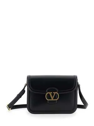 Valentino Garavani Foldover Top Handbag With Adjustable Shoulder Strap - Black
