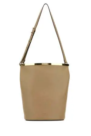 TOD'S Beige Leather Magenta Bucket Bag - Brown