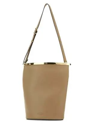 TOD'S Beige Leather Magenta Bucket Bag - Brown