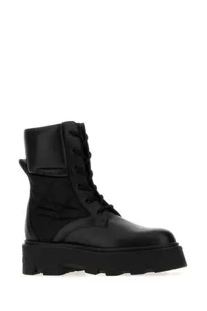 Moncler Leather And Fabric Aurea Ankle Boots