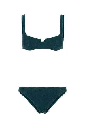 Oseree Petrol Blue Nylon Blend Bikini - Green