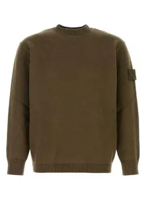 Stone Island Stone Island Men Olive Green Stretch Cotton Sweater Green